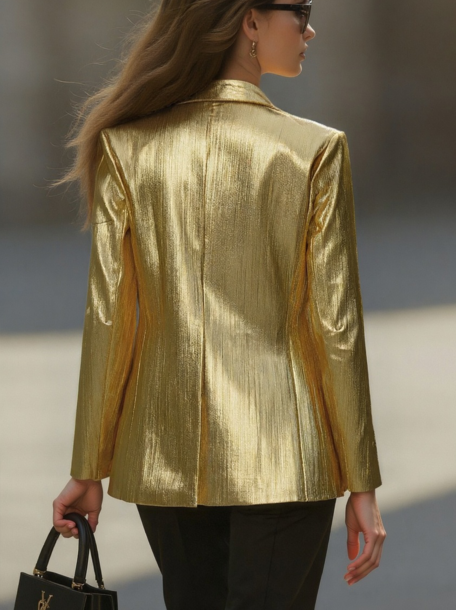 High-End Loose Gold Pleated Suit Jacket | western wear | Oyrosy – OYROSY