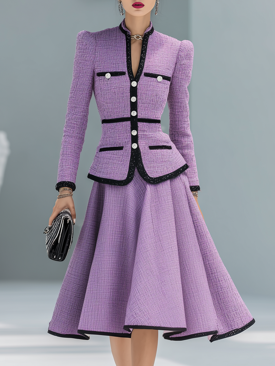 Elegant Contrasting Color Tweed Set | high end resort wear | Oyrosy ...